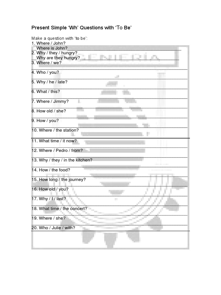 Presente Simple Verb To Be | PDF | Question | Morphology