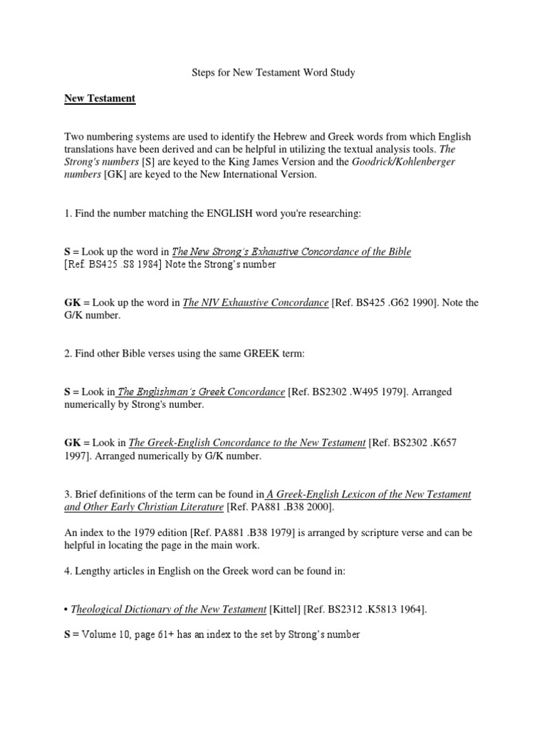 Steps For New Testament Word Study | PDF | New Testament | New ...