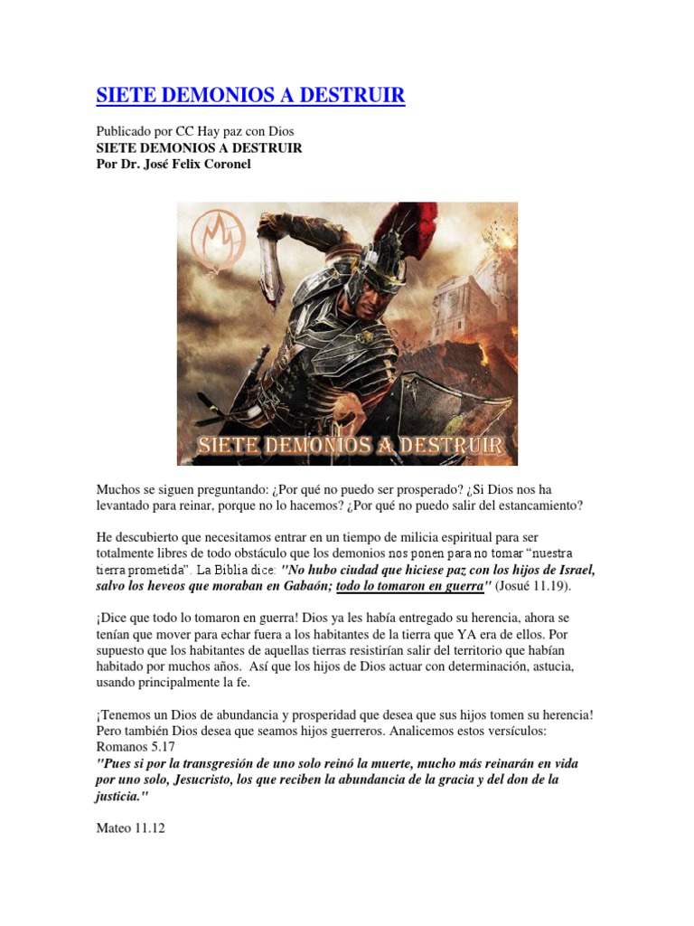 Siete Demonios a Vencer en la Biblia | PDF | Diablo | Demonios