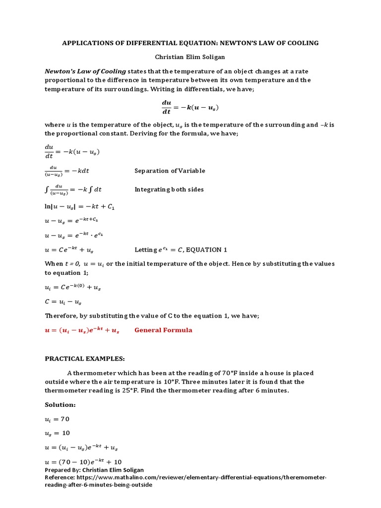Newton's Law of Cooling | PDF | Differential Equations | Temperature