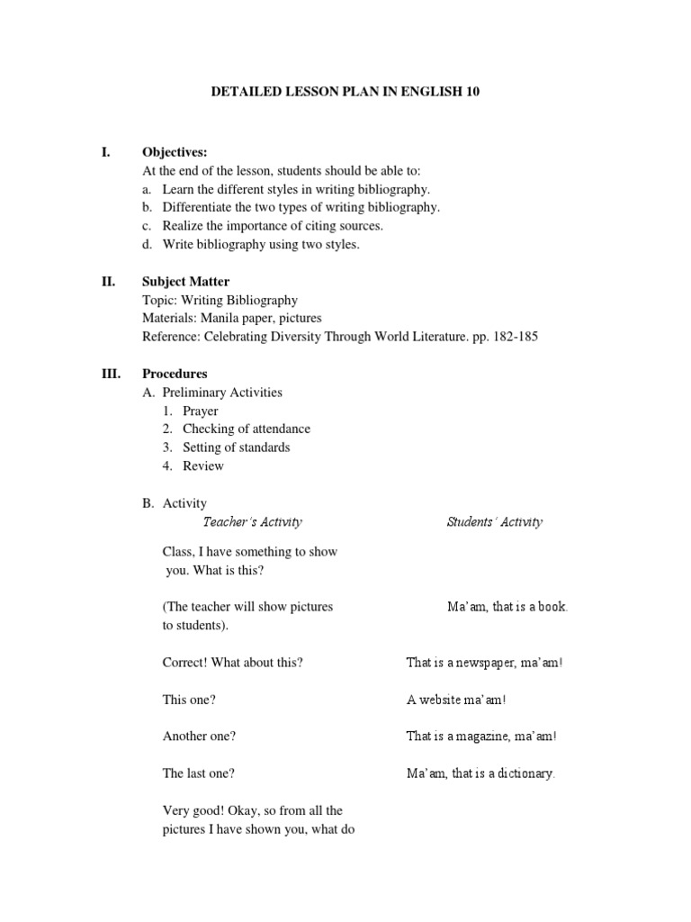 Lesson Plan (Bibliography) | PDF | Lesson Plan | Bibliography