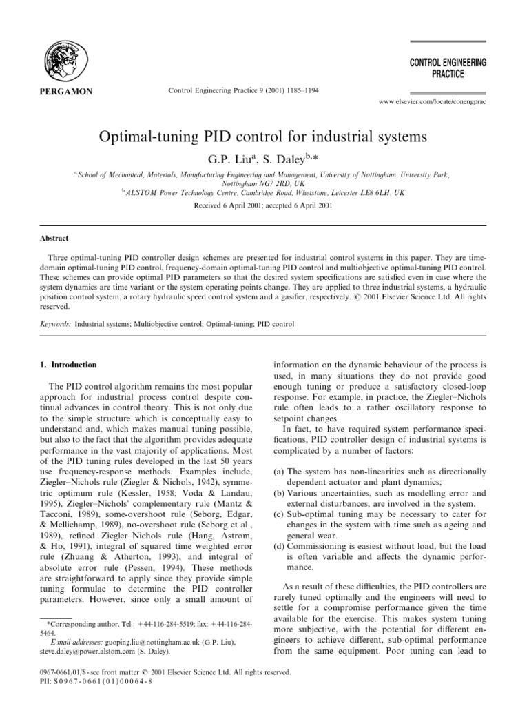 Optimal Tuning Pid | PDF | Control Theory | Control System