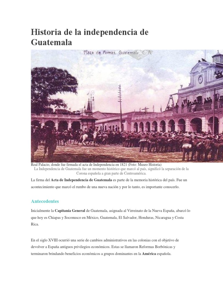 Historia De La Independencia De Guatemala Pdf Centroamérica España