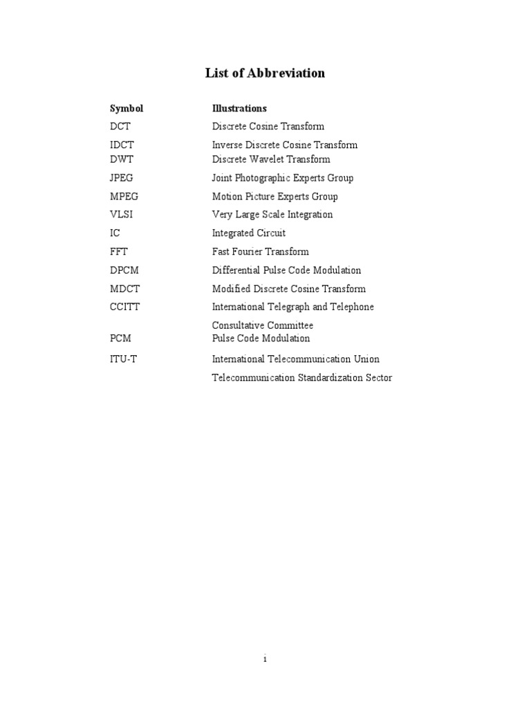 List of Abbreviation: Symbol Illustrations | PDF