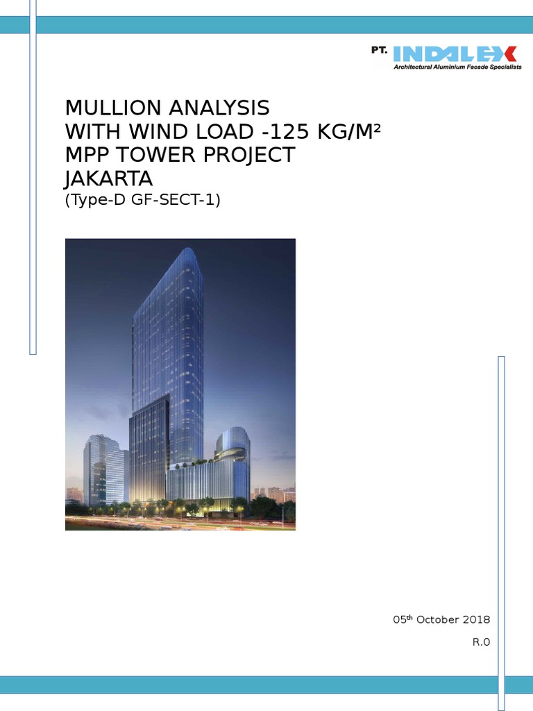Mullion Analysis With Wind Load - 125 KG/M MPP Tower Project Jakarta | PDF