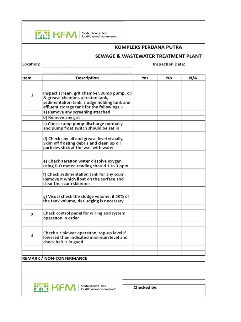 Civil PPM Checklist 01 | PDF | Sewage Treatment | Building Engineering
