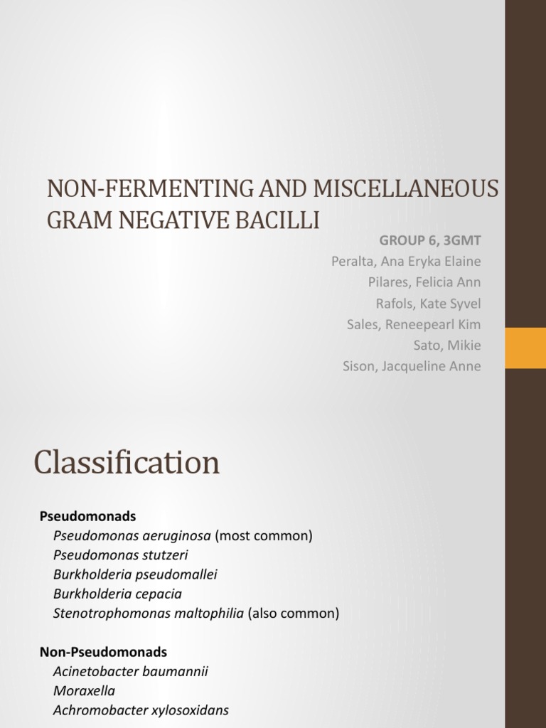 Non-Fermenting and Miscellaneous Gram Negative Bacilli | PDF ...
