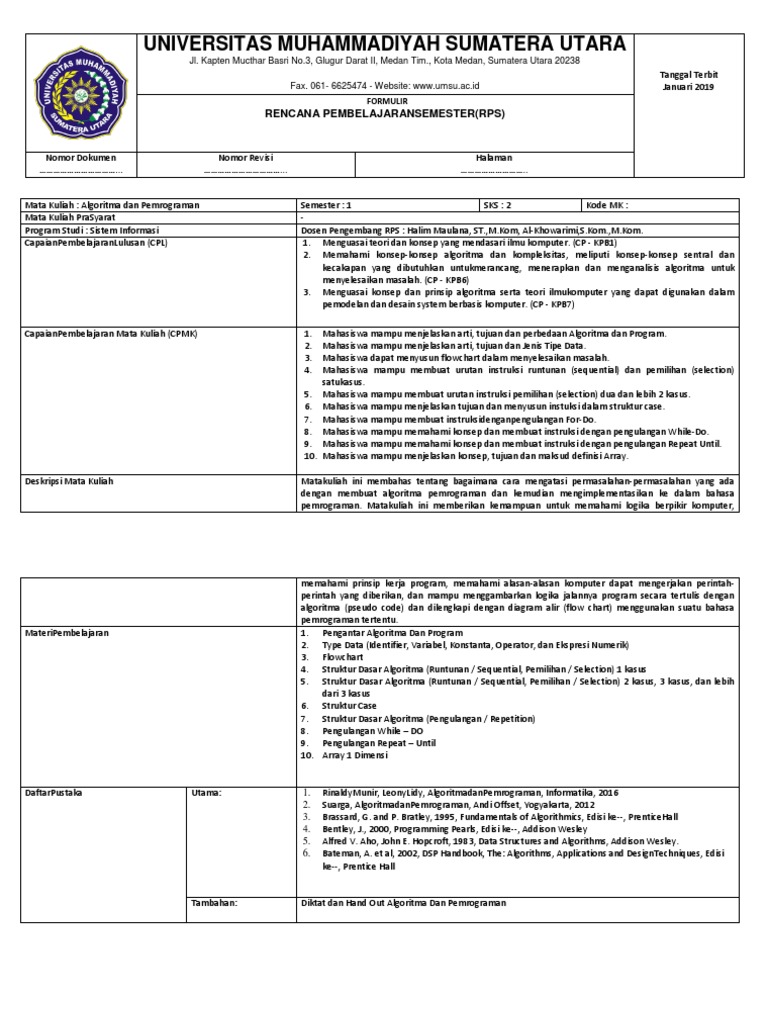 RPS Algoritma Dan Pemrograman | PDF