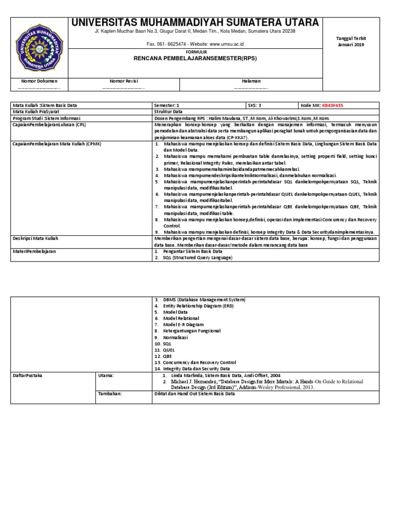 RPS Sistem Basis Data | PDF