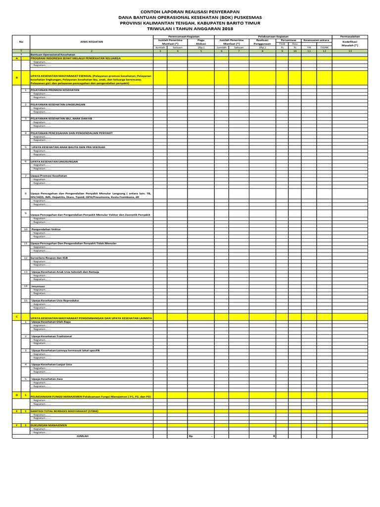 Contoh Format Laporan DAK NON FISIK TA 2018 | PDF