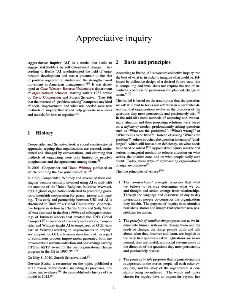 Appreciative Inquiry | PDF | Epistemology | Emergence