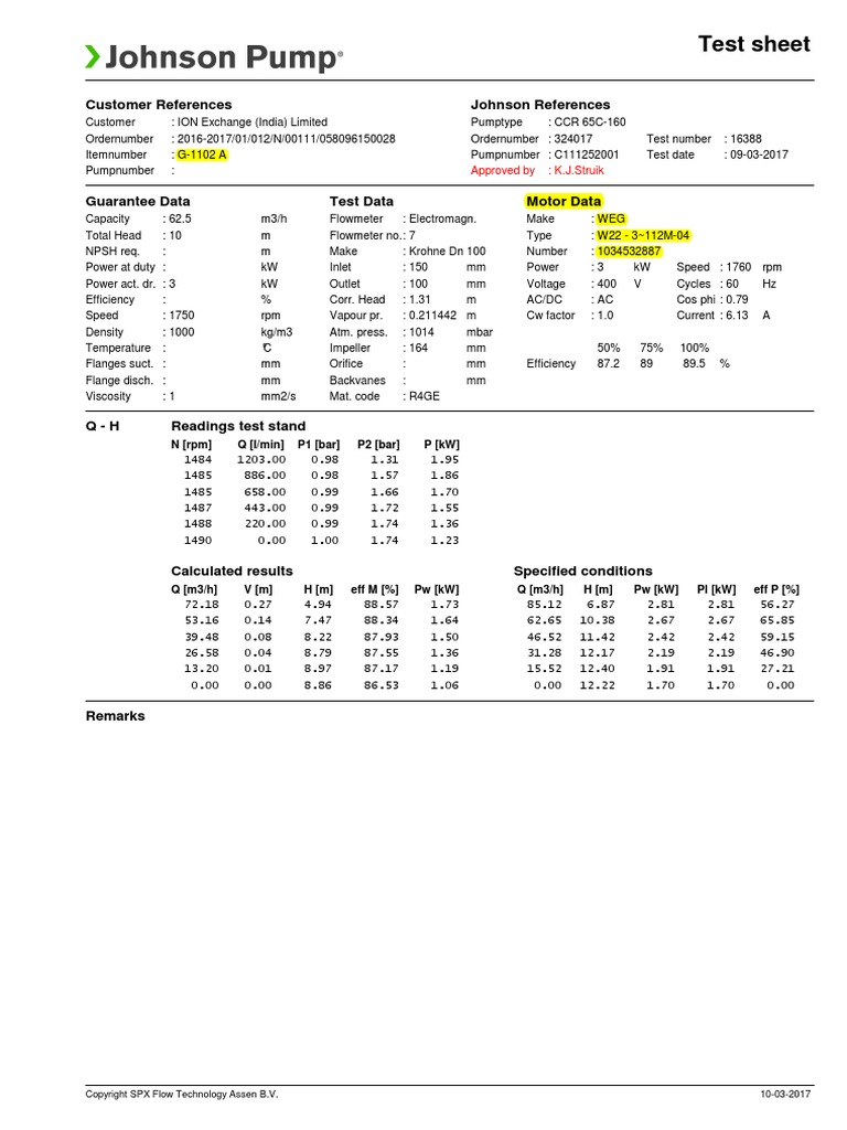 Test Sheet: Customer References Johnson References | PDF | Flow ...