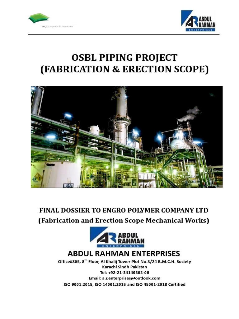 Osbl Piping Project (Fabrication & Erection Scope) : Abdul Rahman ...