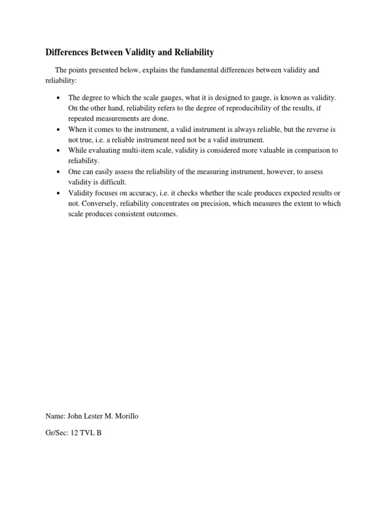 Validity vs. Reliability Explained | PDF