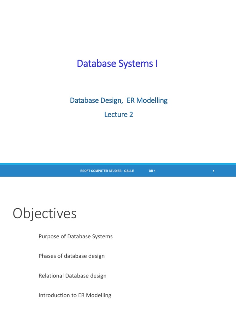 Database Systems I: Database Design, ER Modelling | PDF | Conceptual Model | Data Model
