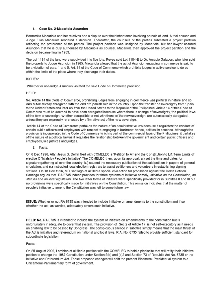 Case No. 2-Macariola Asuncion | PDF | Initiative | Allegiance