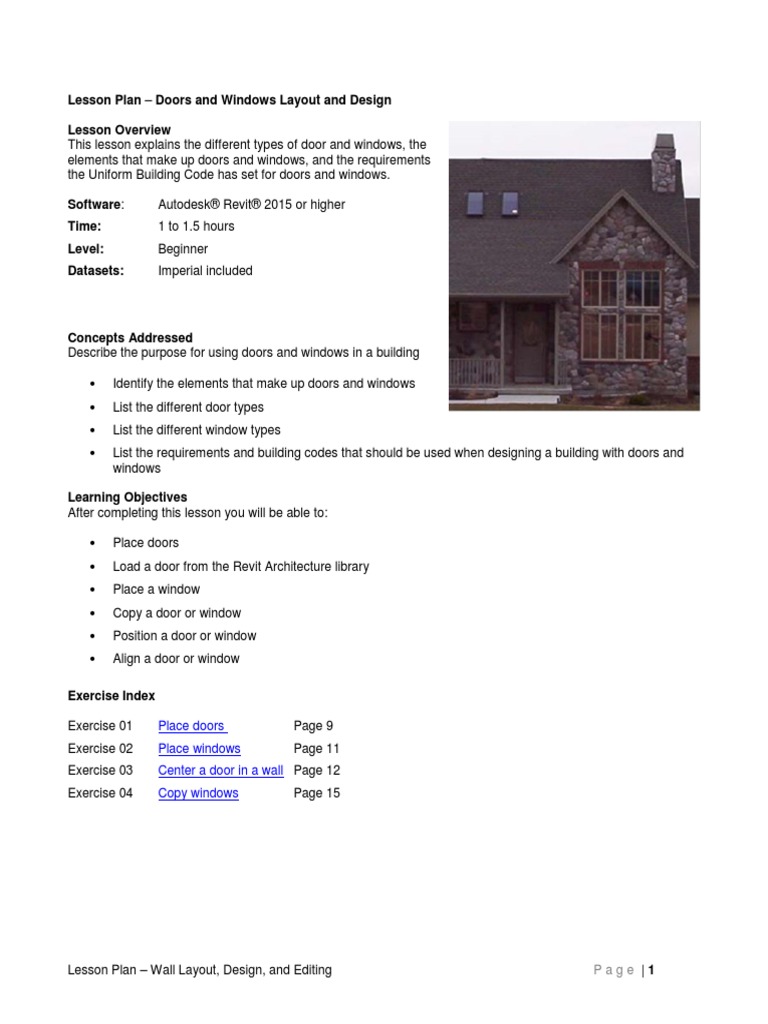 Lesson Plan - Doors and Windows Layout and Design Lesson Overview | PDF ...