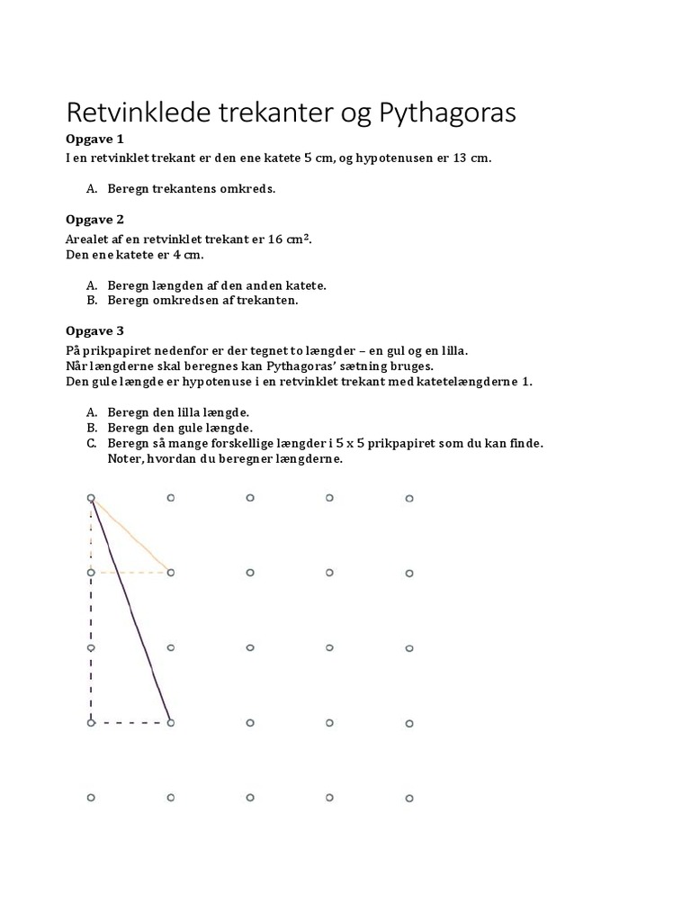 Retvinklede Trekanter Og Pythagoras | PDF