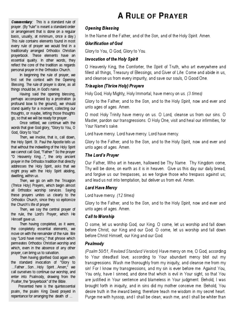 Rule of Prayer | PDF | God The Father | Lord's Prayer