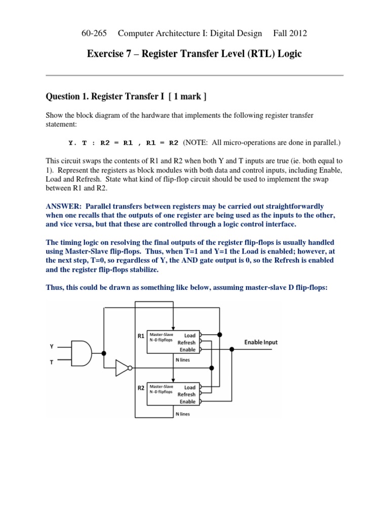 Exercise 7 - Register Transfer Level (RTL) Logic | PDF | Electronics ...