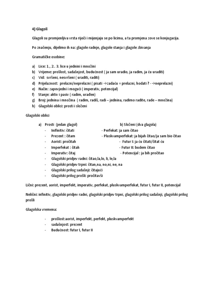 Prosti Glagolski Oblici | PDF