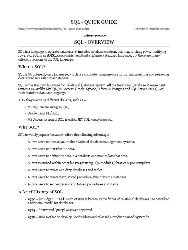 What Is SQL? | PDF | Microsoft Access | Oracle Database