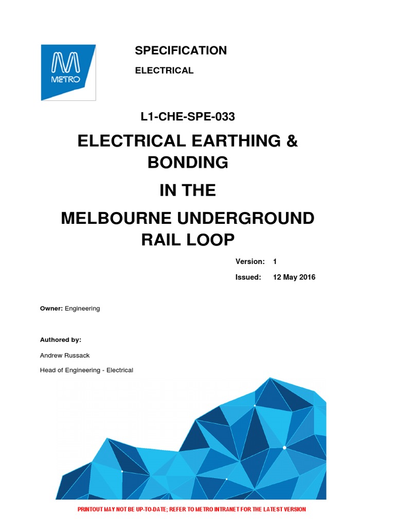 Electrical Earthing & Bonding in The Melbourne Underground Rail Loop ...