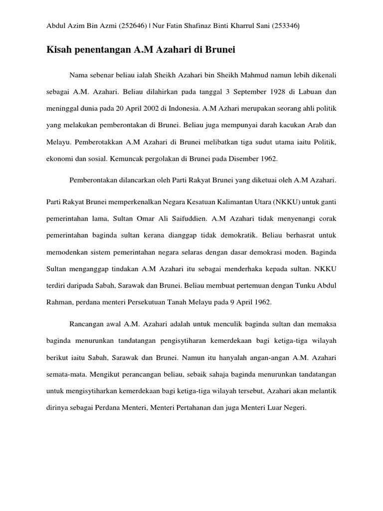 AM Azahari Word | PDF