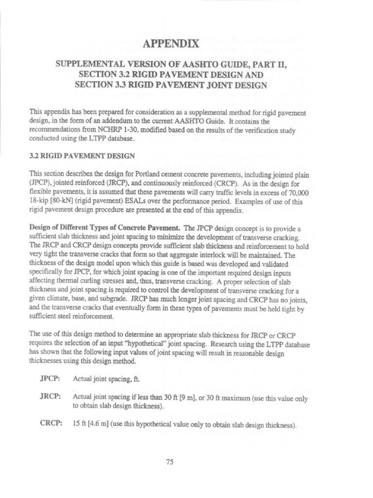 AASHTO Guide - Supplement - Rigid Pavement & Joint Design PDF | PDF