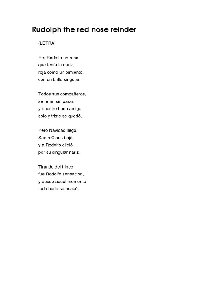 Letra Rudolph The Red Nose Reinder | PDF