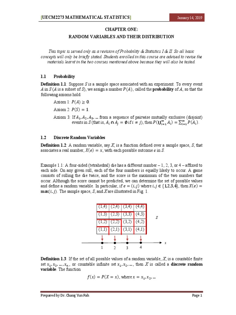 UECM2273 Mathematical Statistics | PDF | Probability Density Function ...
