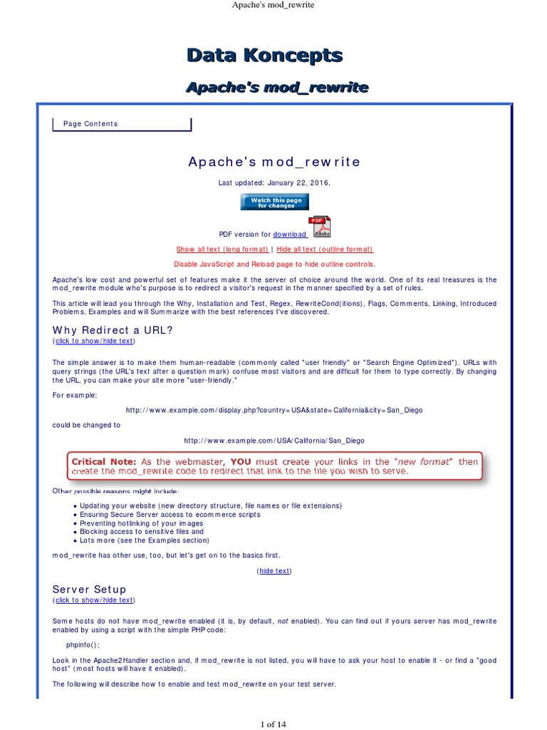 Apache S Mod Rewrite Pdf