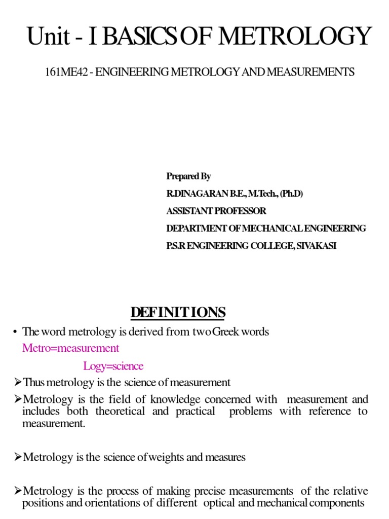 Unit - I Basics of Metrology | Download Free PDF | Observational Error | Accuracy And Precision