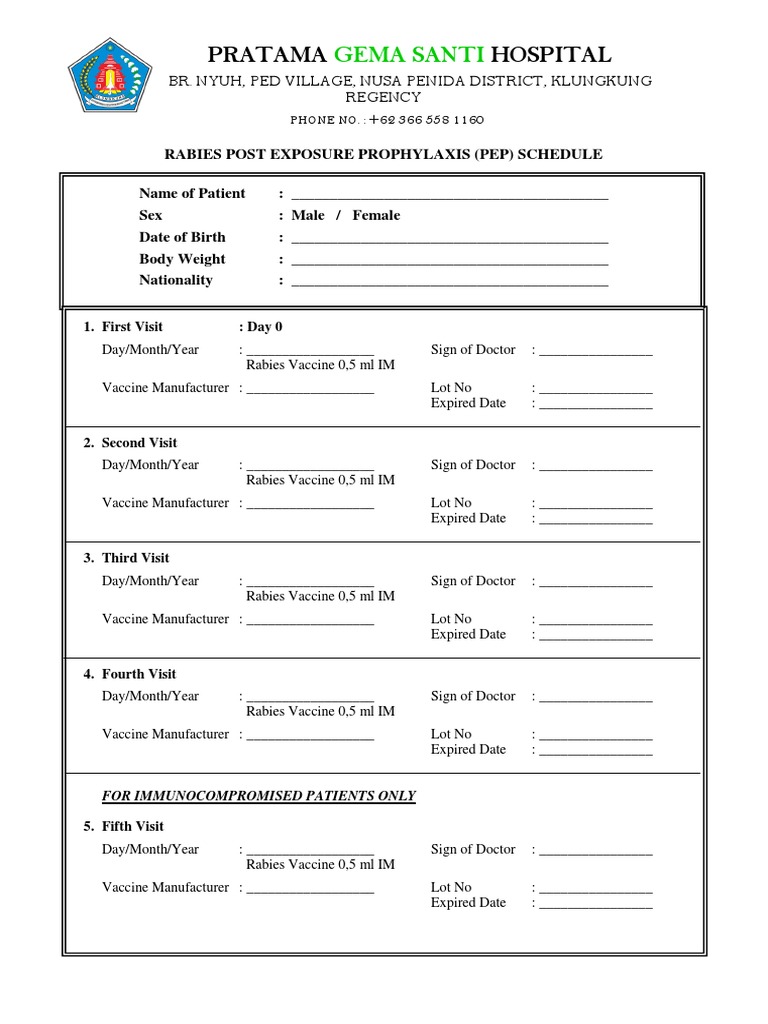 Rabies Post Exposure Prophylaxis | PDF | Immunodeficiency | Animal Diseases