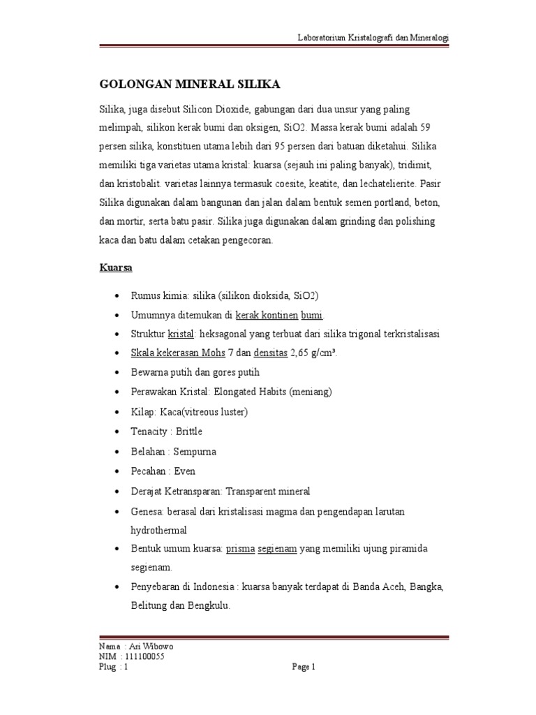 Golongan Mineral Silika Pdf