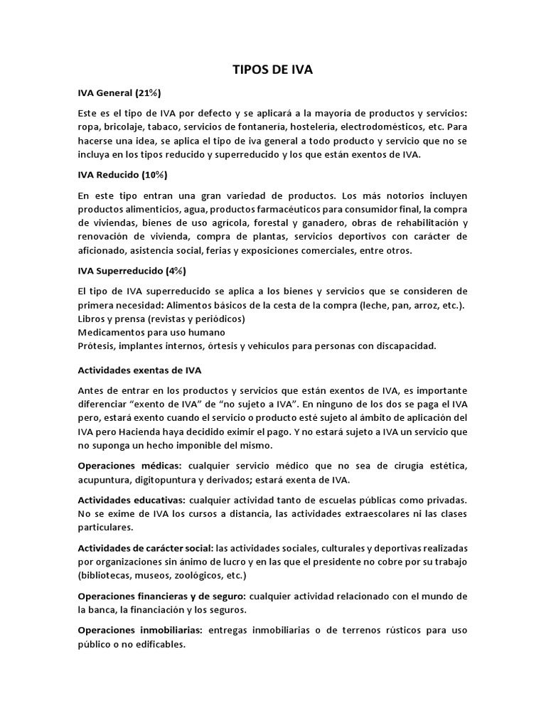 Tipos de Iva | PDF