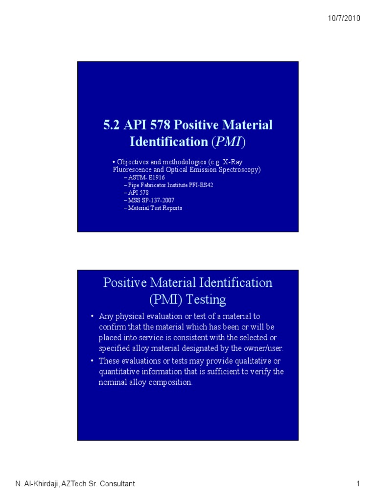Api 578 Positive Material Identification Pmi PDF | PDF | Emission ...