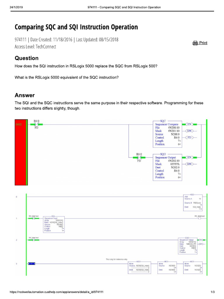 Comparing SQC and SQI Instruction Operation