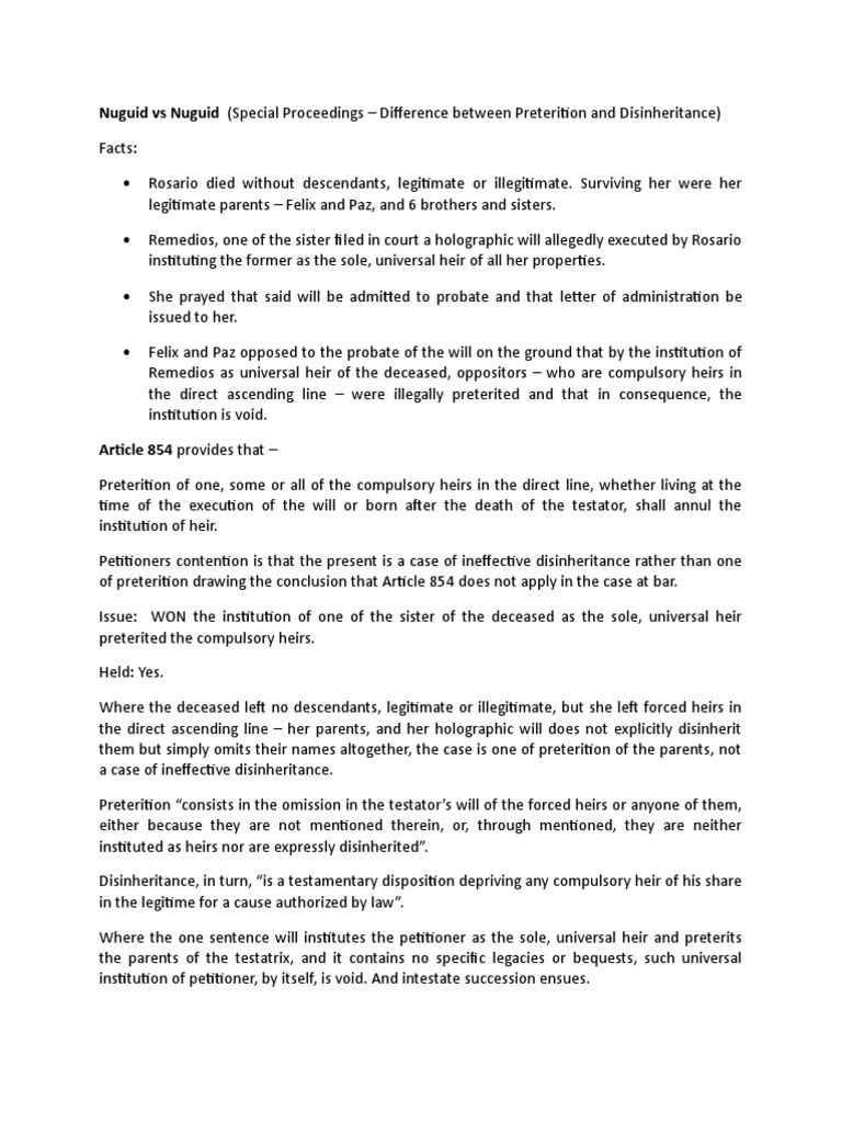 4-Nuguid Vs Nuguid | PDF | Will And Testament | Inheritance