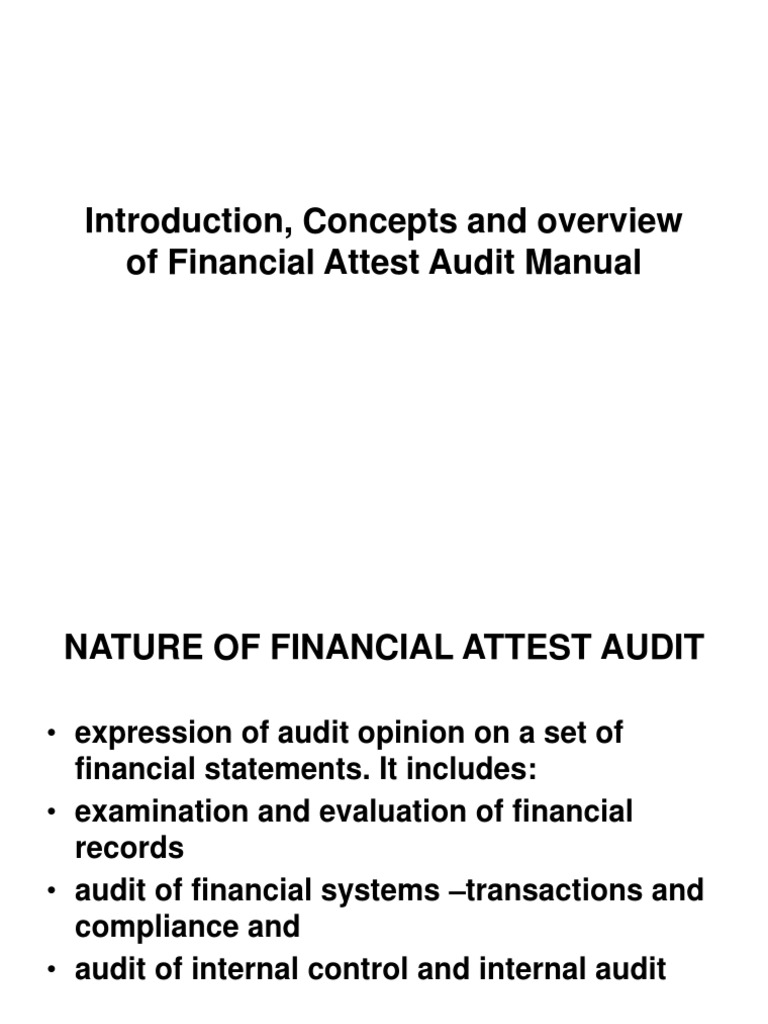 Financial Attest Audit Manual Overview | PDF | Financial Audit | Audit