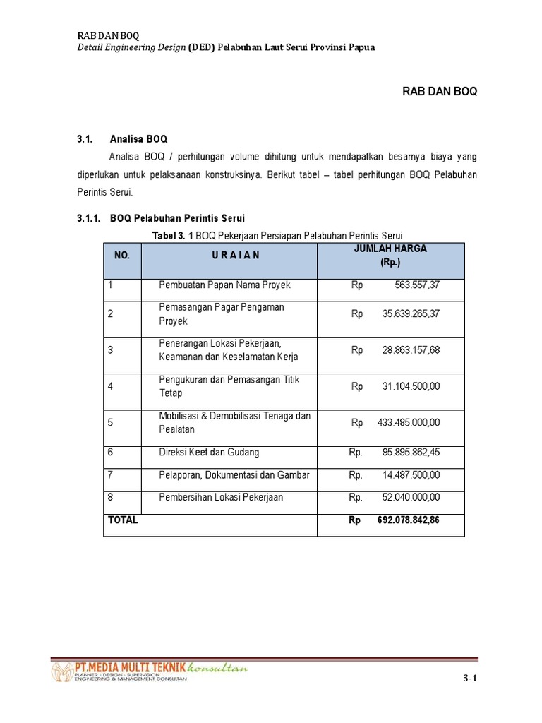 Bab 3 Rab Dan Boq La Serui | PDF | Teknologi & Rekayasa