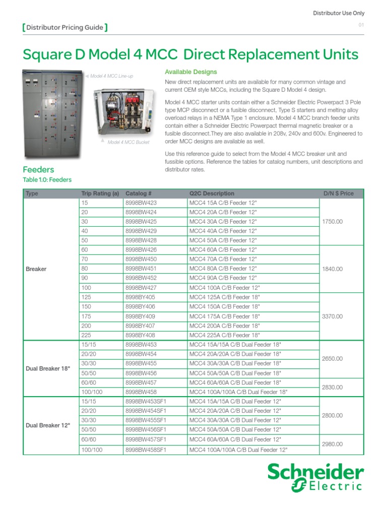 Model 4 MCC Buckets - D Selector Guide - Schneider Price List | PDF ...