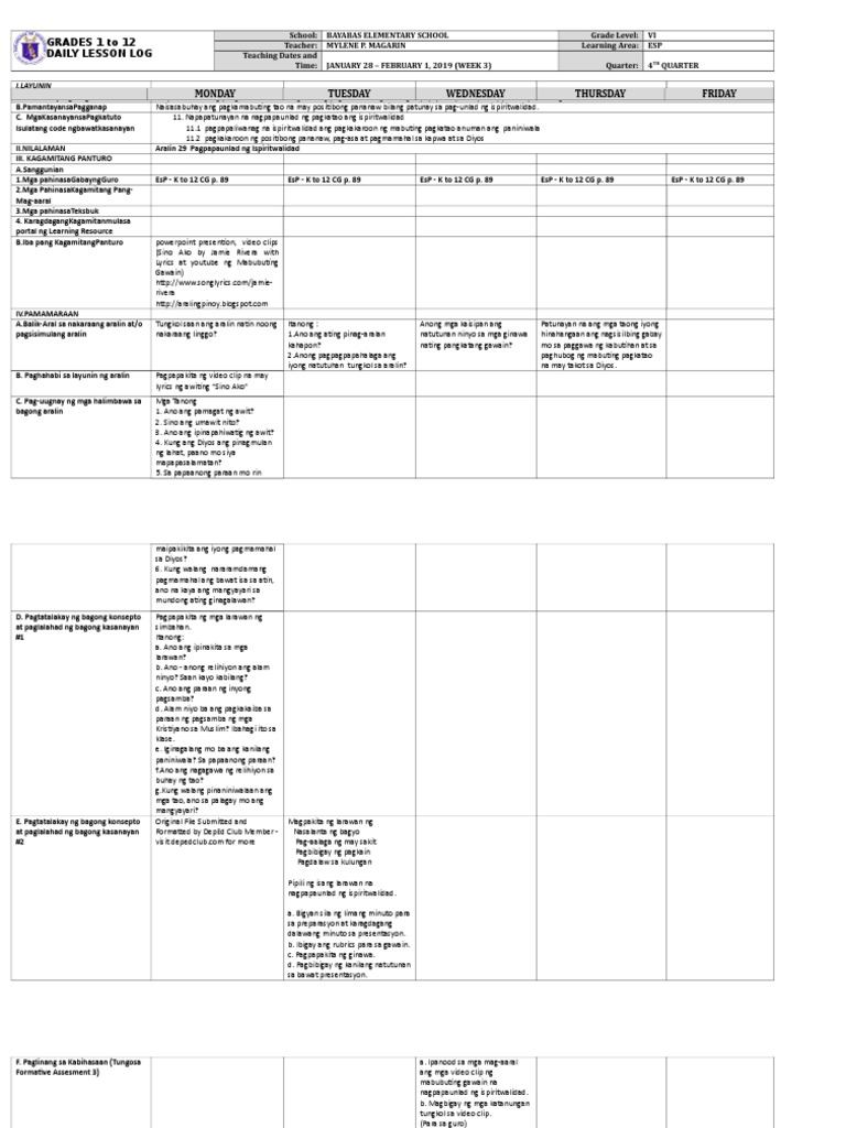 DLL - Esp 6 - Q4 - W3 | PDF