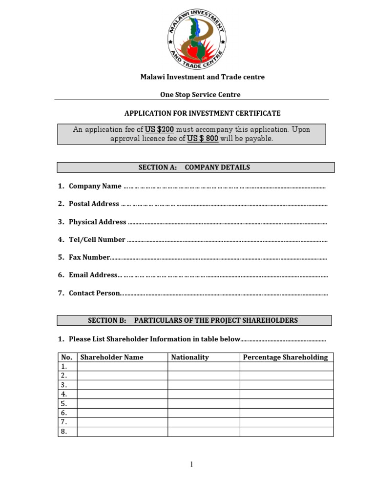 MITC Investment Application Form PDF | PDF | Public–Private Partnership ...
