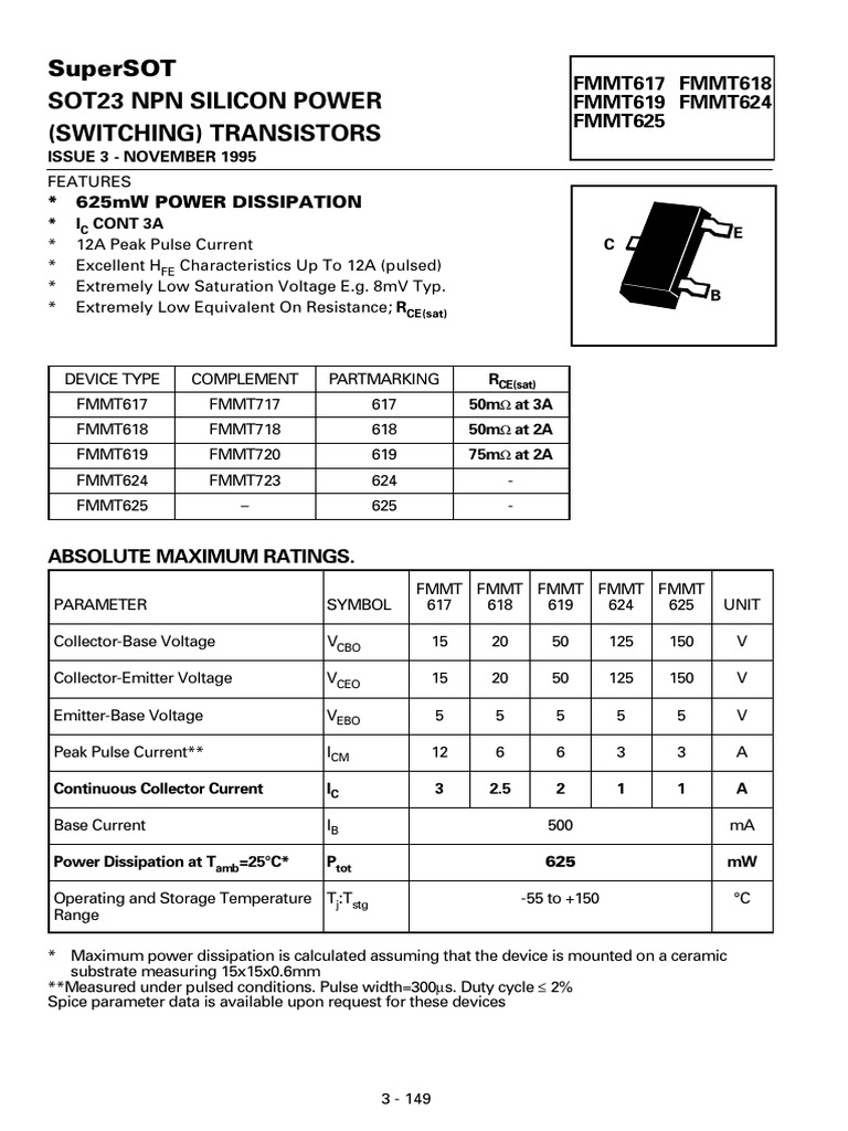 Supersot Sot23 NPN Silicon Power (Switching) Transistors: Fmmt617 ...