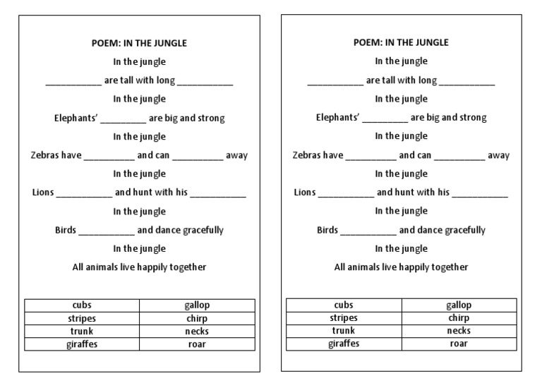 Poem: in The Jungle Poem: in The Jungle | PDF