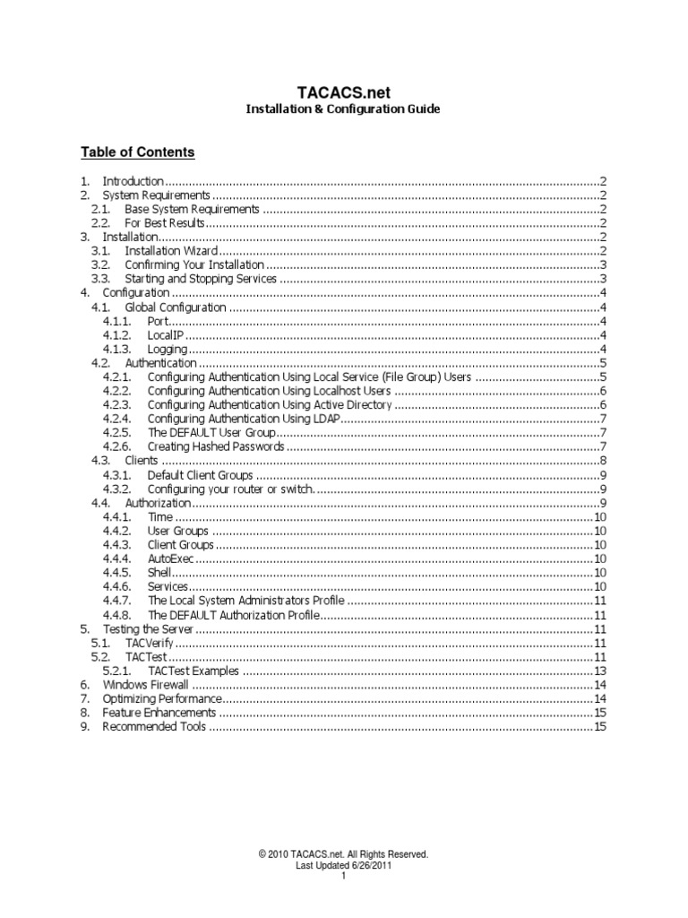 TACACS Net Config PDF | PDF | Active Directory | Port (Computer Networking)