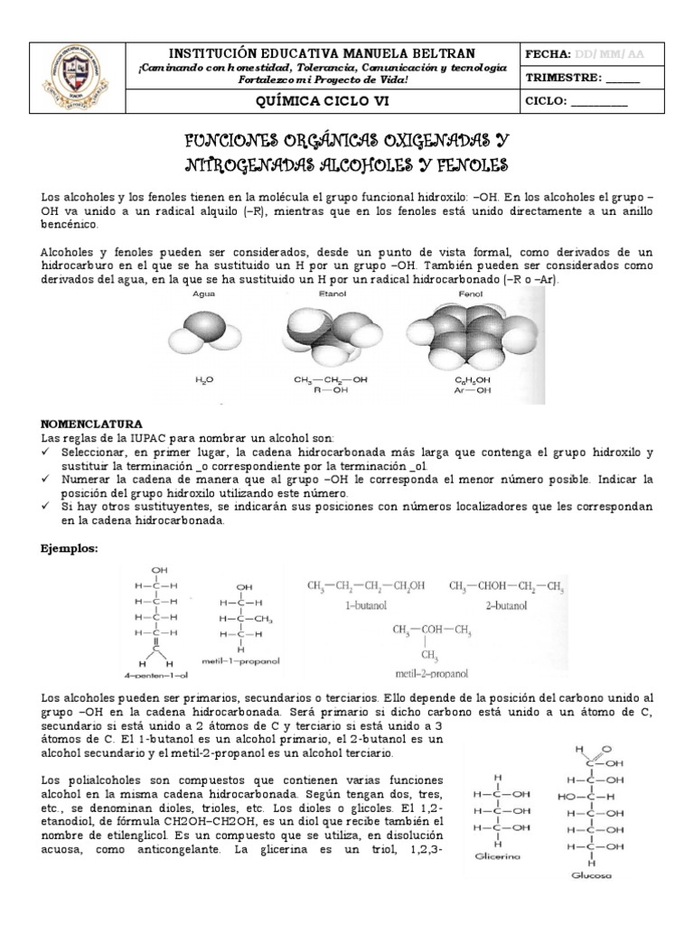 Guia Funciones Oxigenadas | PDF | Alcohol | Cetona