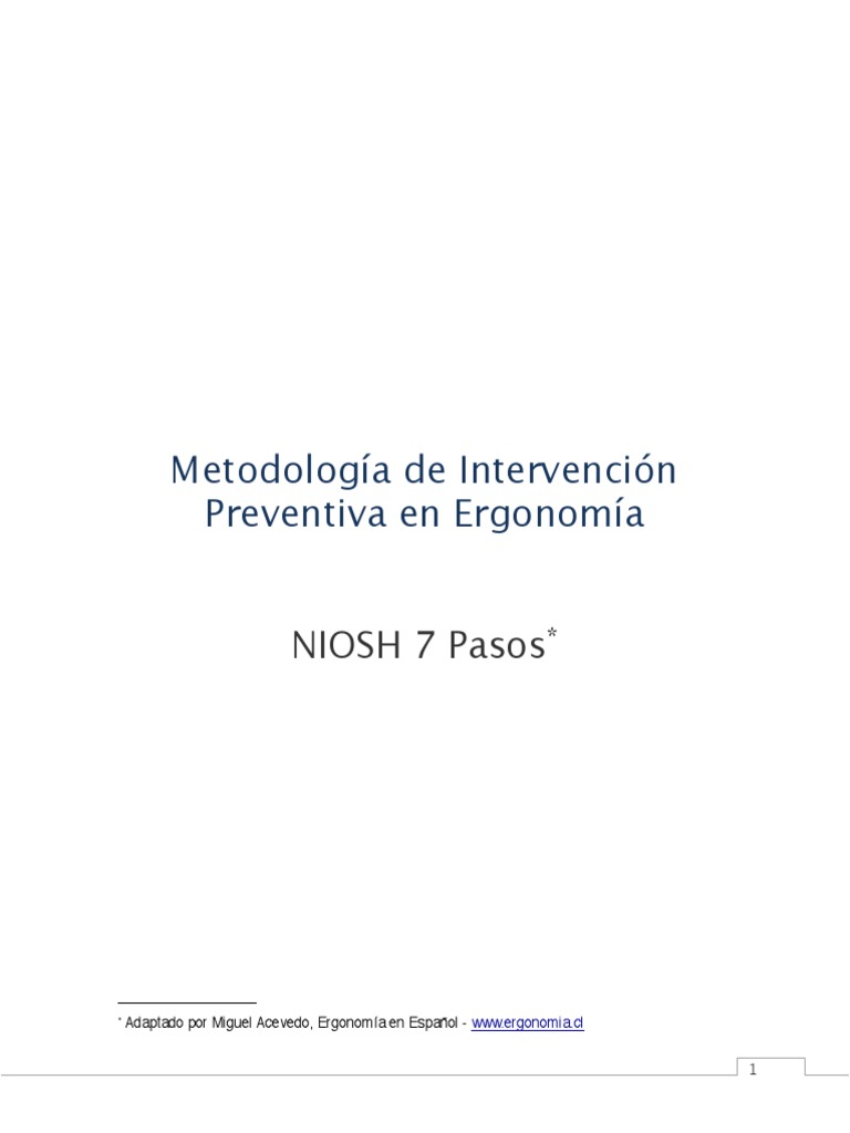 NIOSH 7 Pasos PDF | PDF | Factores humanos y ergonomía | Bienestar