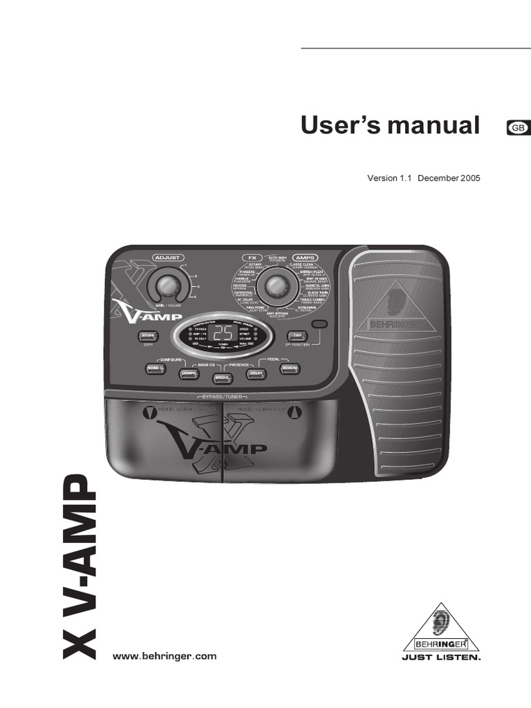 Behringer X Vamp Manual | PDF | Equalization (Audio) | Audio Engineering